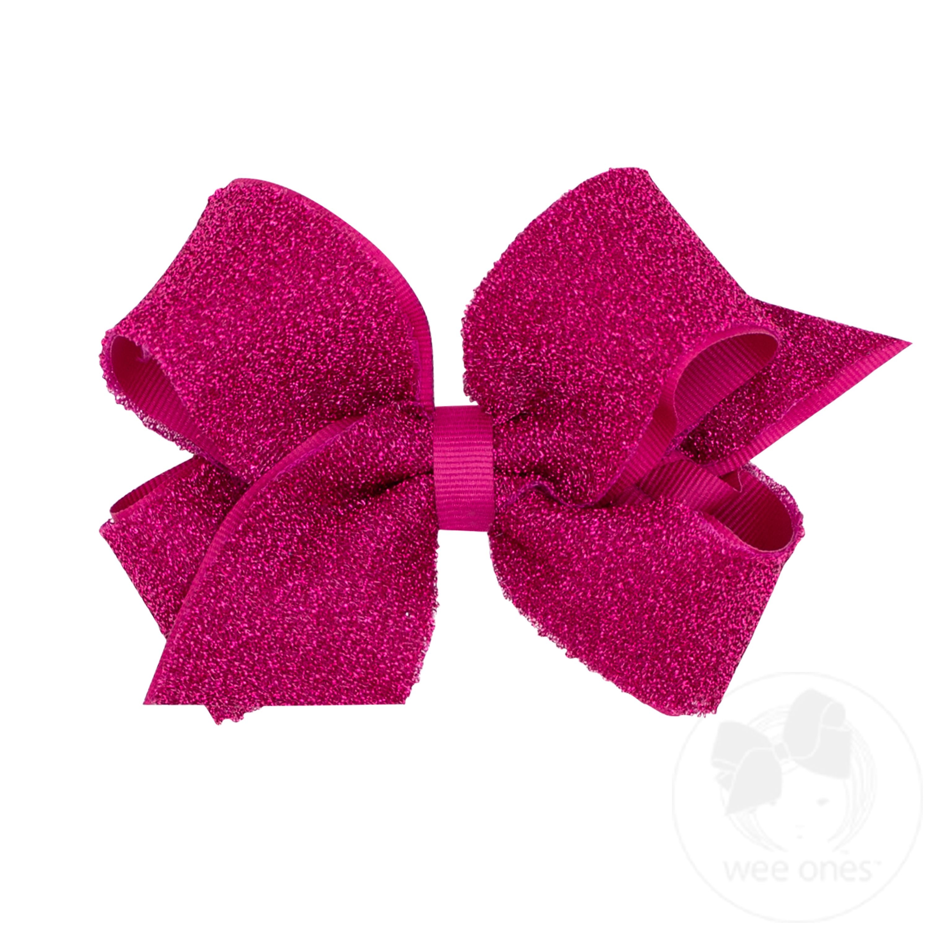 Medium Metallic Lurex with Grosgrain Underlay Hair Bow - NAVY | Wee ...