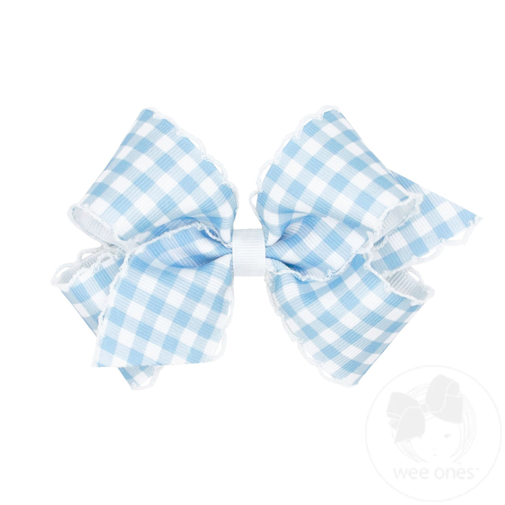Medium Moonstitch Hair Bow in Millennium Blue Gingham Print ...
