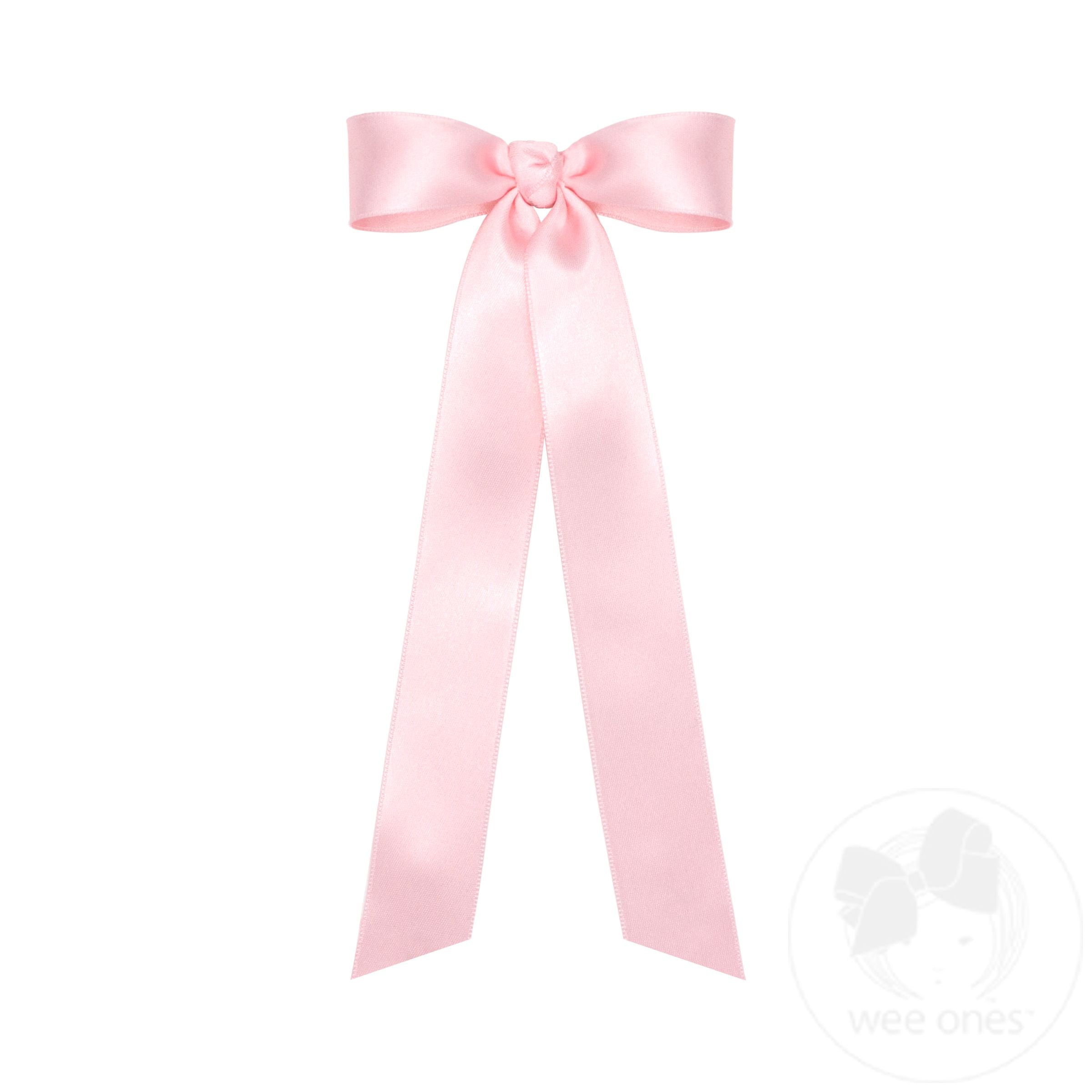 Mini French Satin Hair Bowtie with Knot Wrap and Streamer Tails - LT ...