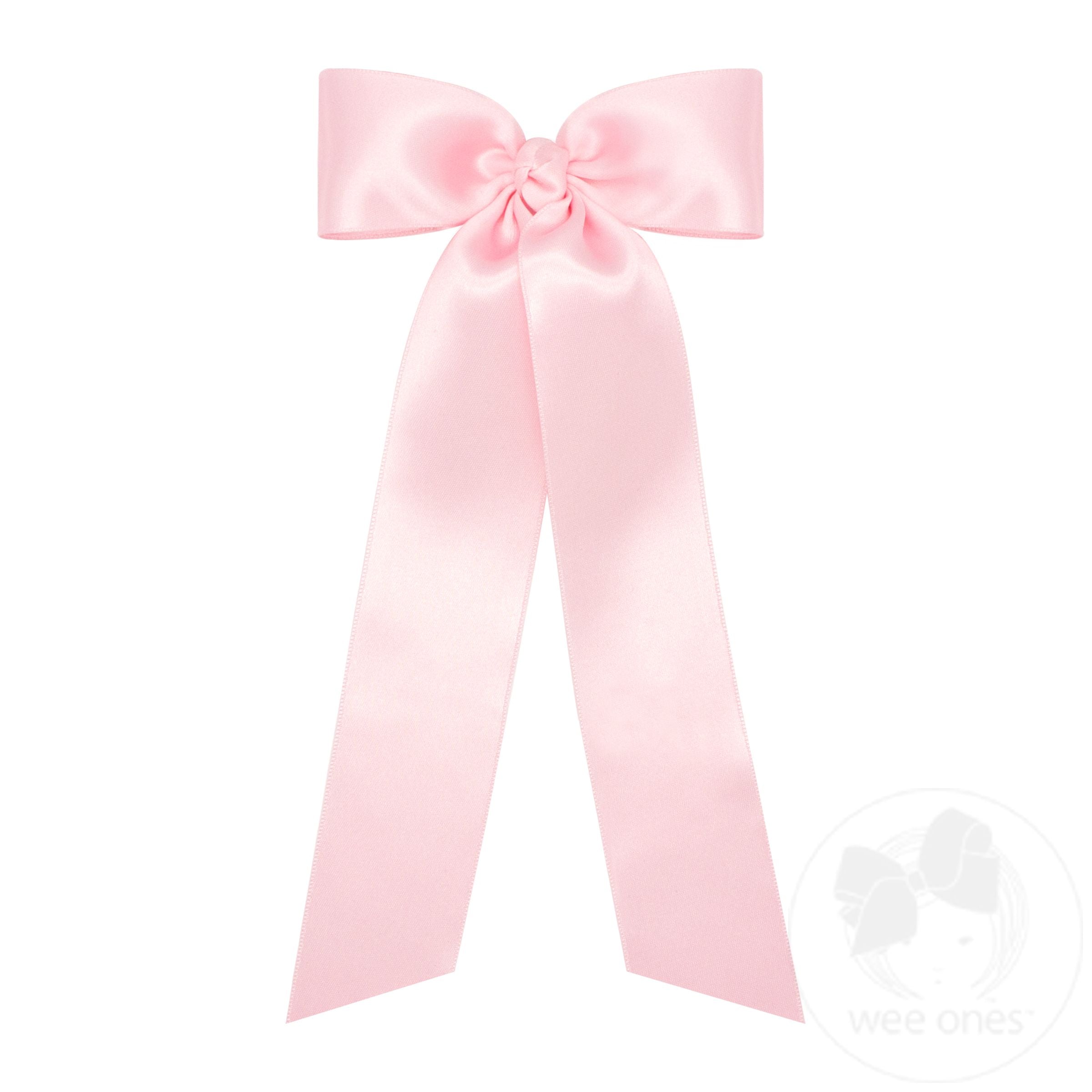 Medium French Satin Hair Bowtie with Knot Wrap and Streamer Tails - RUBY | Wee Ones Hair Bows ...